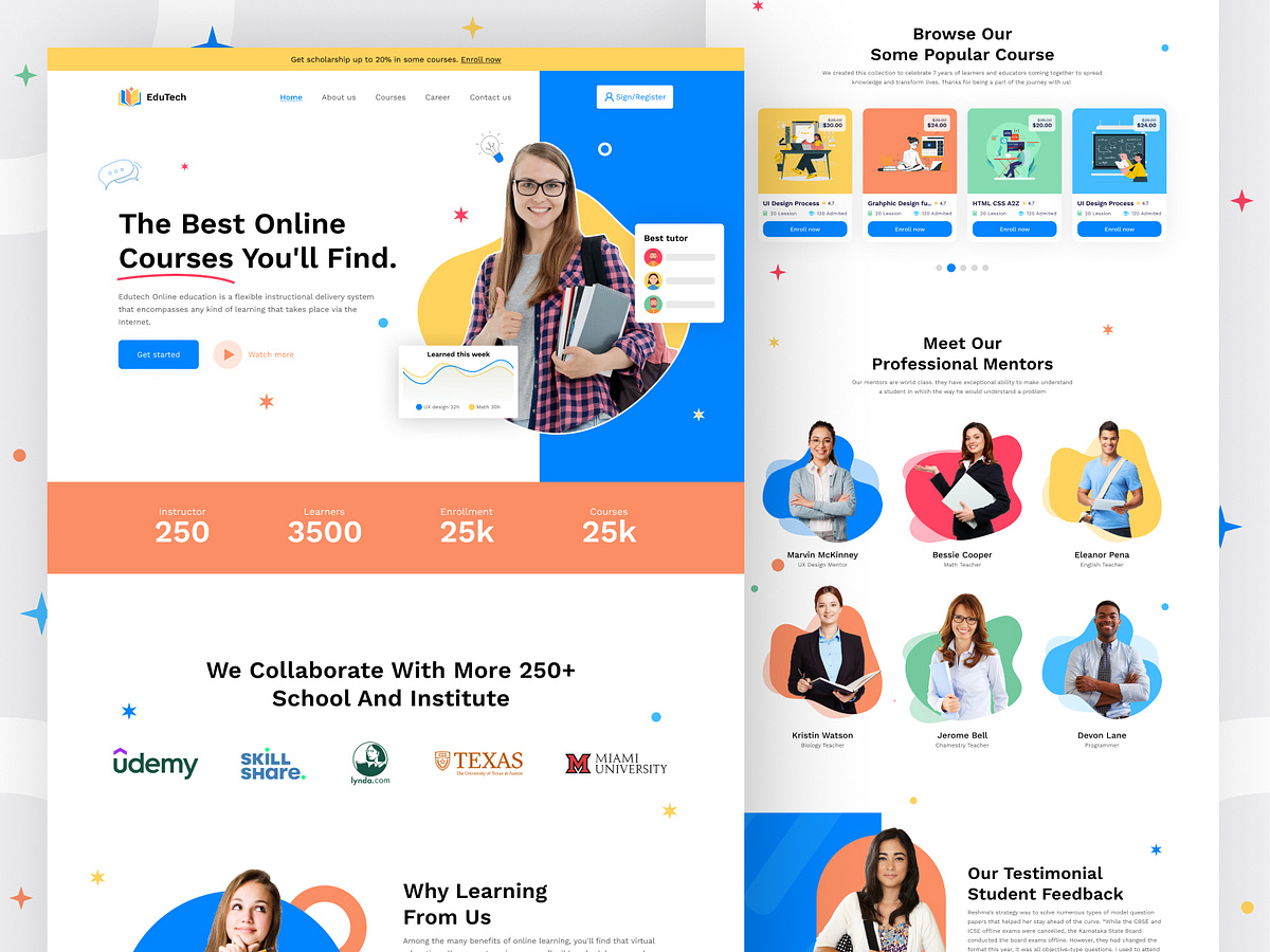 Vectorized Education E-learning platform app design concept by Sazzadul ...