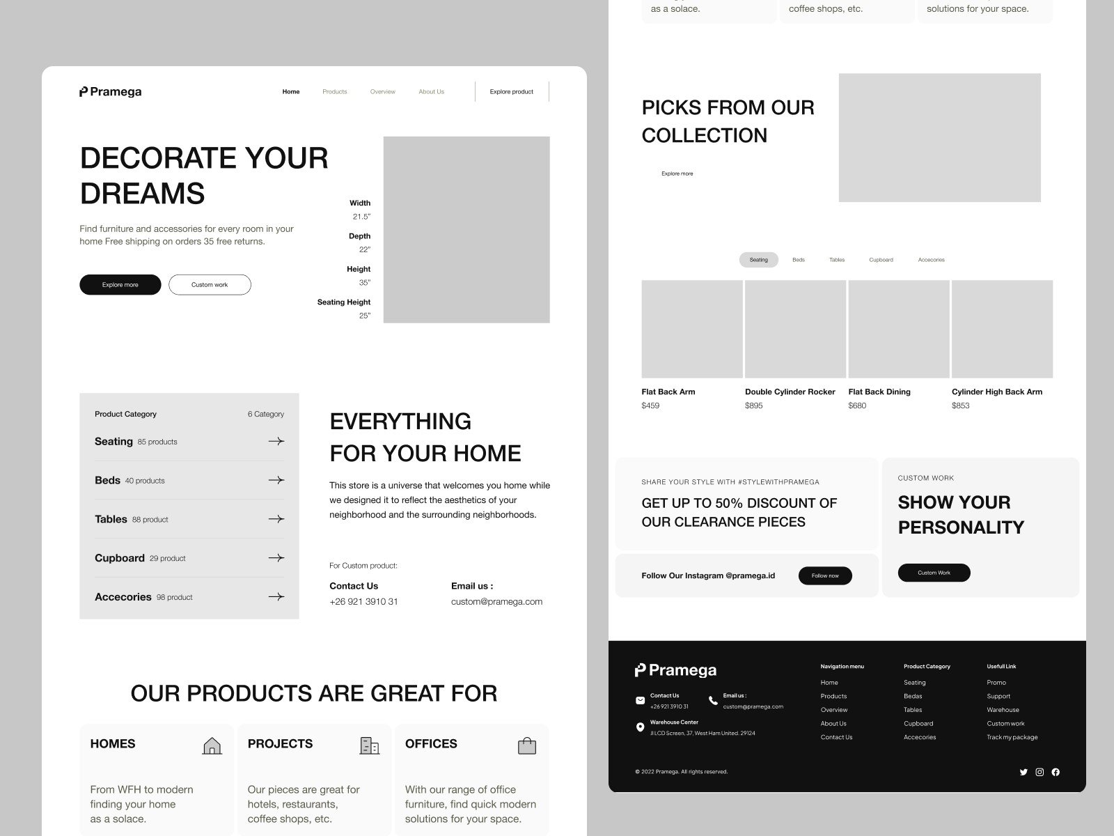 Pramega - Furniture Store Website Page Design by Syahrul Falah for ...