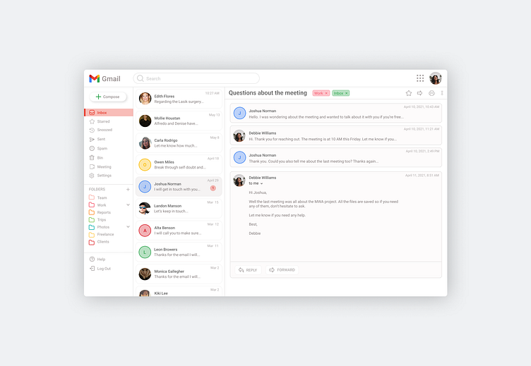 Gmail Desktop Layout Redesign by Sofia Paraizo on Dribbble