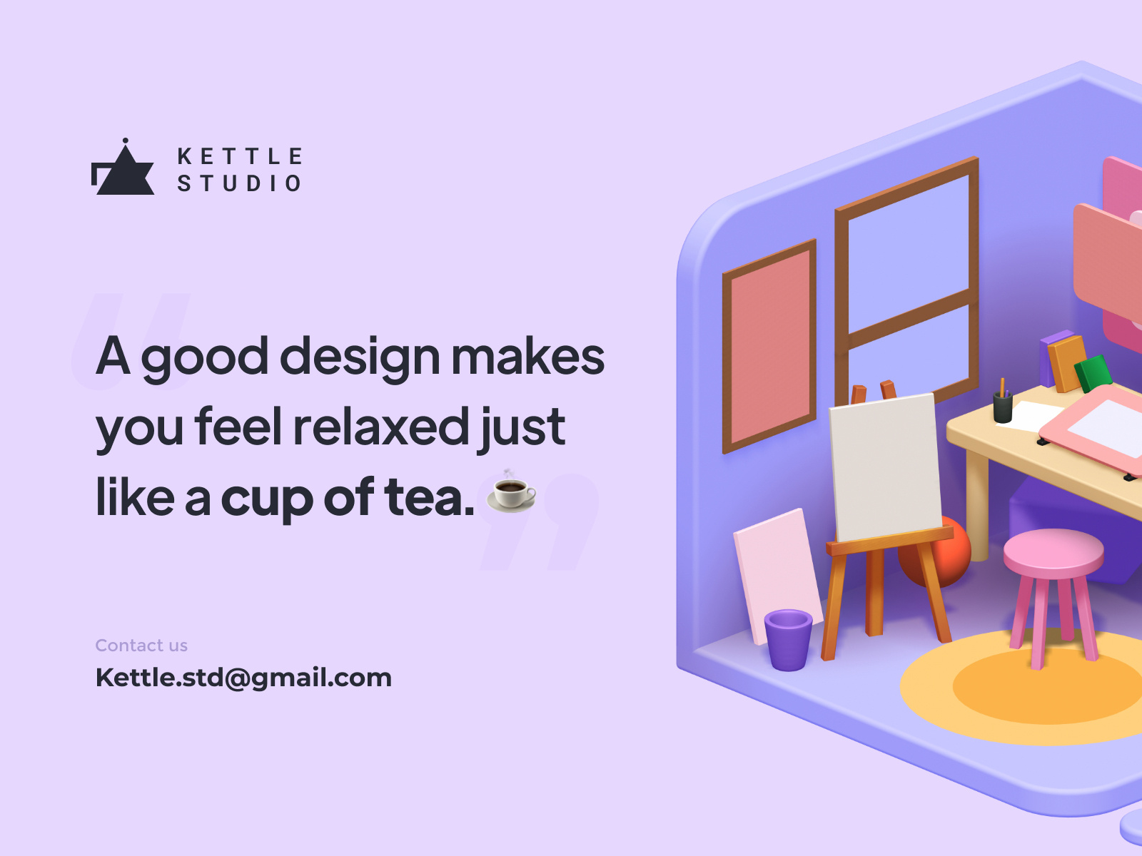 3D room landing page with Spline & Figma by Siavash Ghanbari for Kettle ...