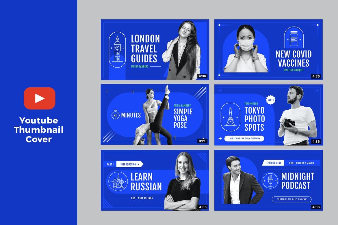 Blue Color YouTube Thumbnails by Gfx Hine on Dribbble