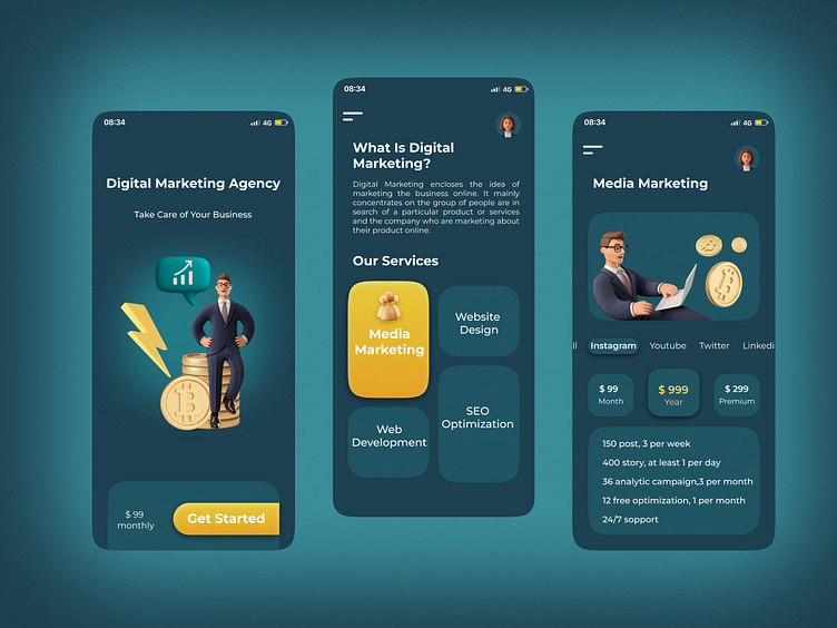 Digital Marketing App by Nasim Beikzadeh on Dribbble