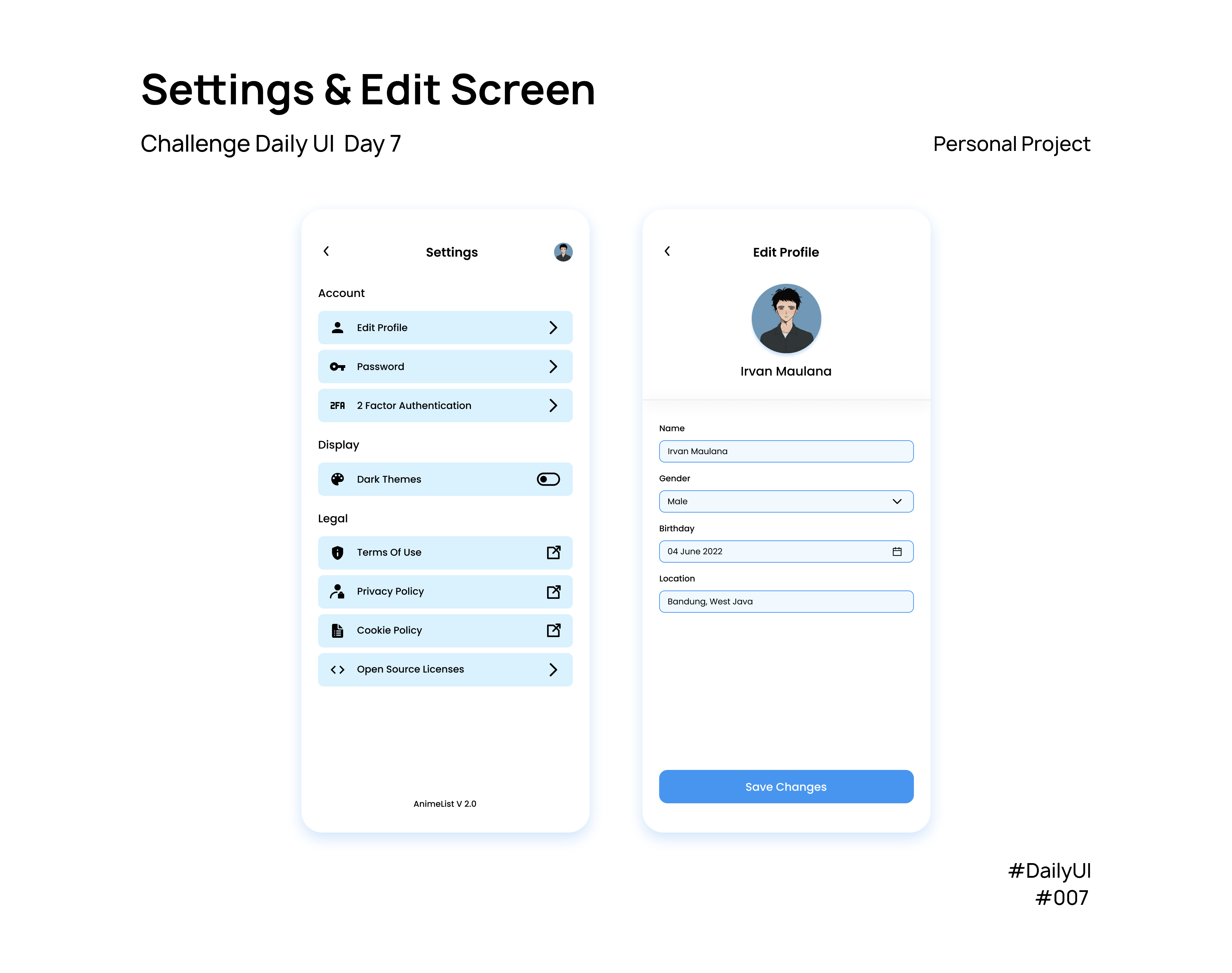 Settings Screen - DailyUI #007 by Irvan Maulana on Dribbble