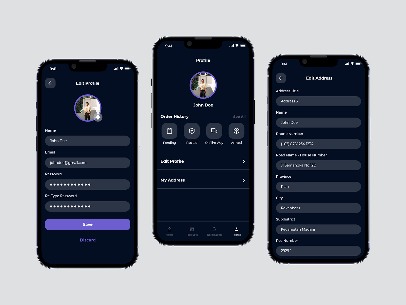 Edit Profile and Edit Address UI Page by Fini Charisa on Dribbble