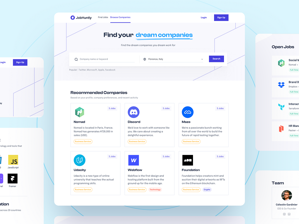 Jobhuntly - Browse Companies & Job Details by Illiyin Studio on Dribbble