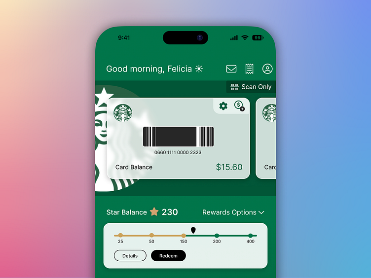 Starbucks App Refresh by Felicia Bottoni on Dribbble