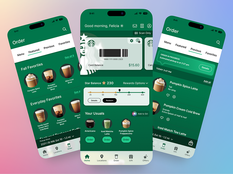 Starbucks App Refresh by Felicia Bottoni on Dribbble