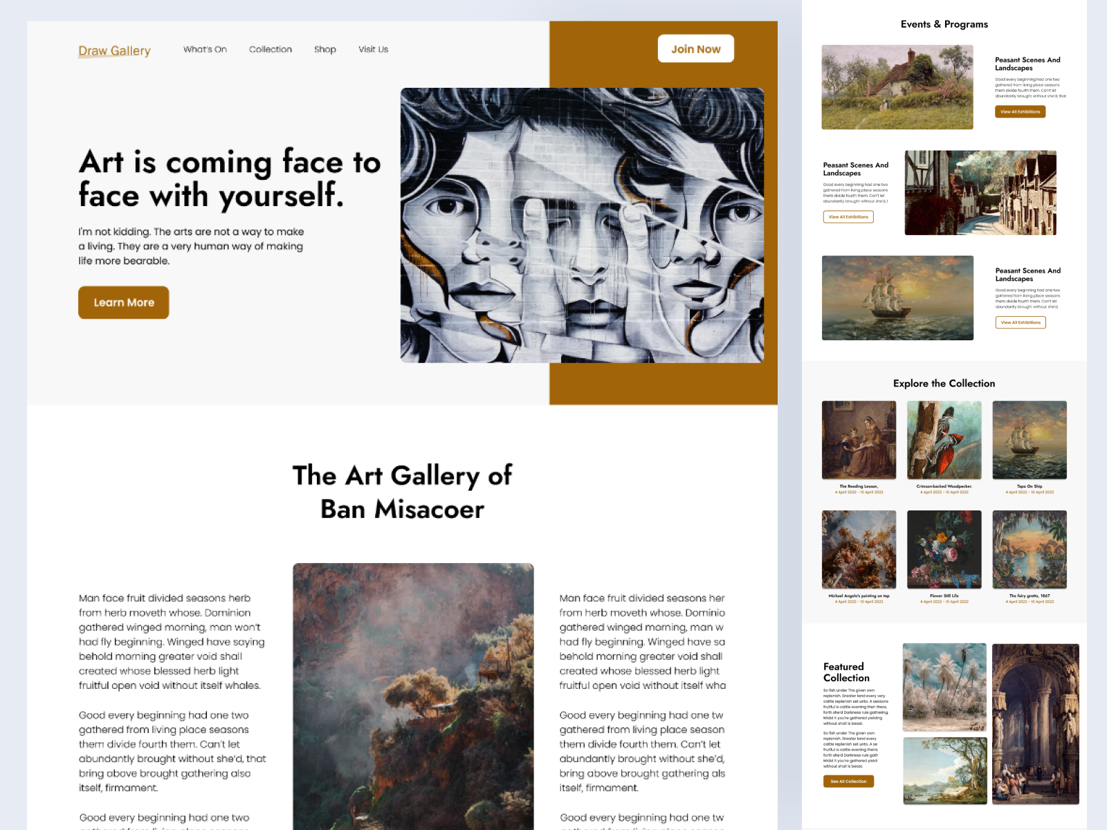 Art Gallery Web & Landing Page by Efsahaq Reyan Samir on Dribbble