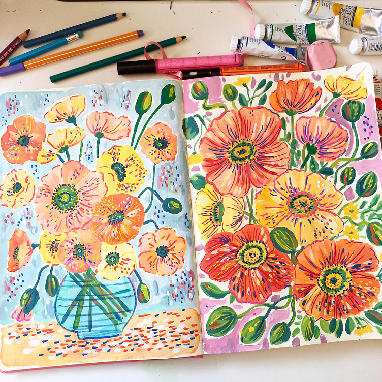 Flowers Practice by AnnaIvanir on Dribbble