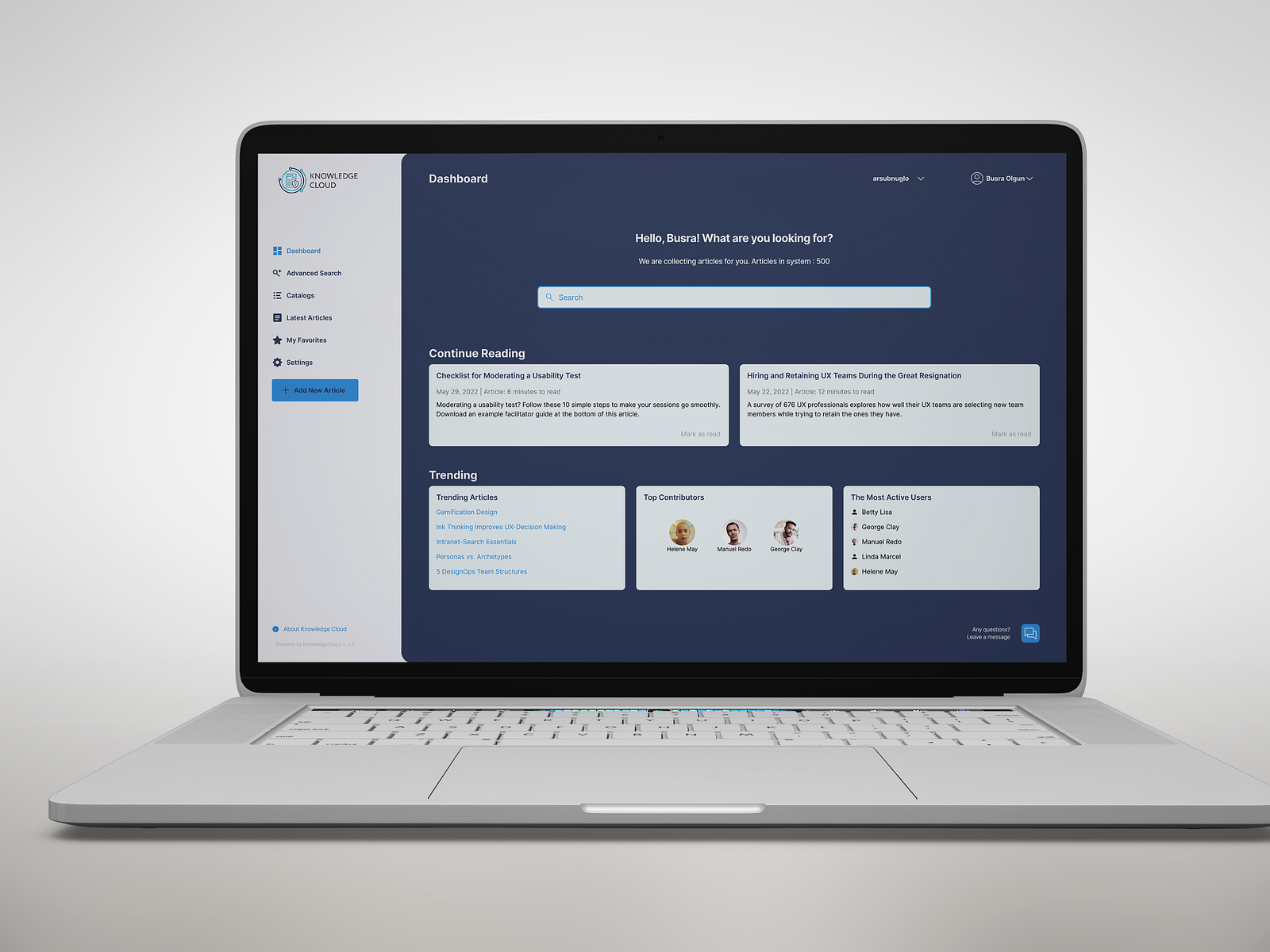 Knowledge Cloud / Dashboard Redesign by Büşra Olgun on Dribbble