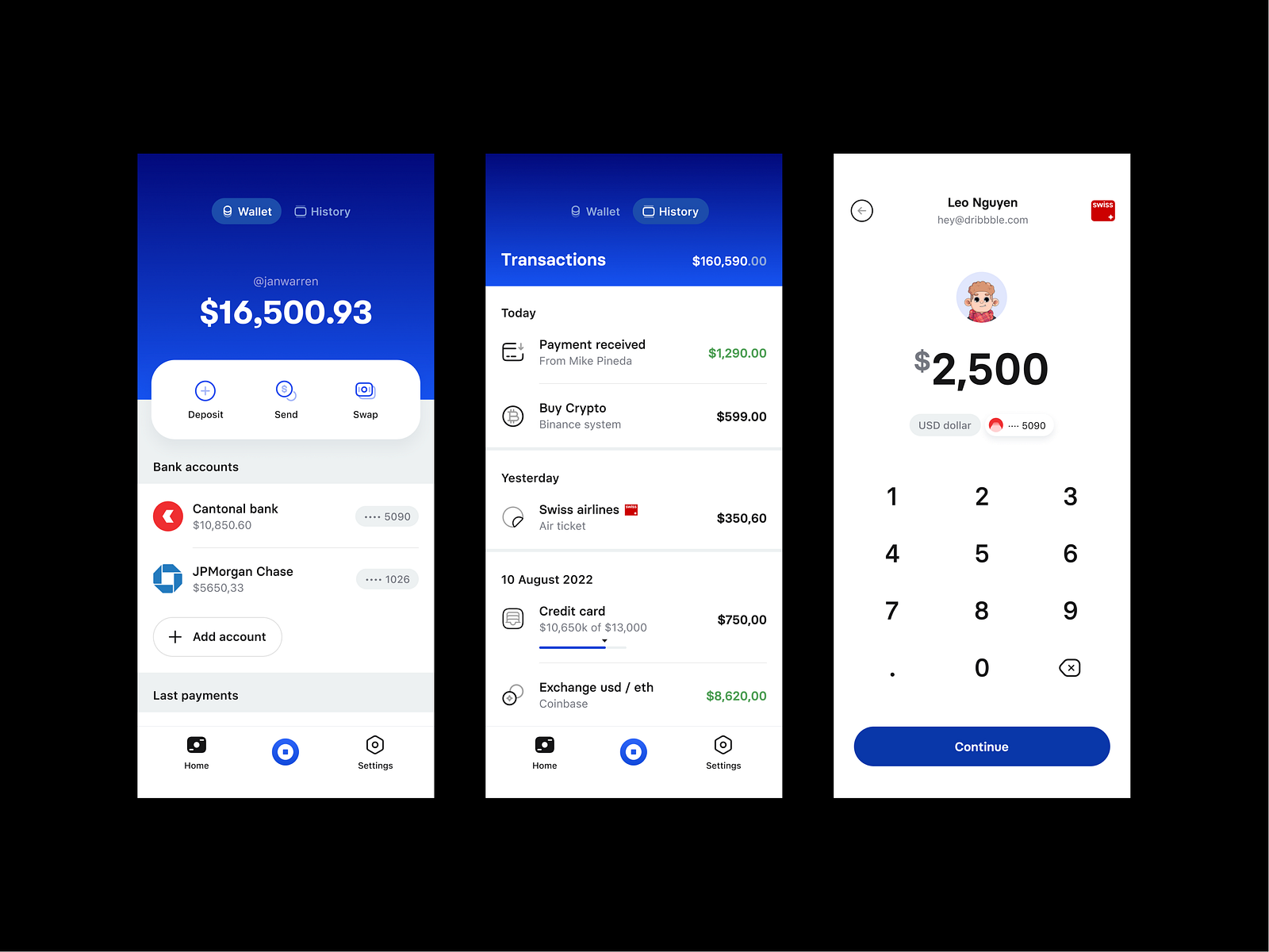 Bank app UI by Renat Muratshin on Dribbble