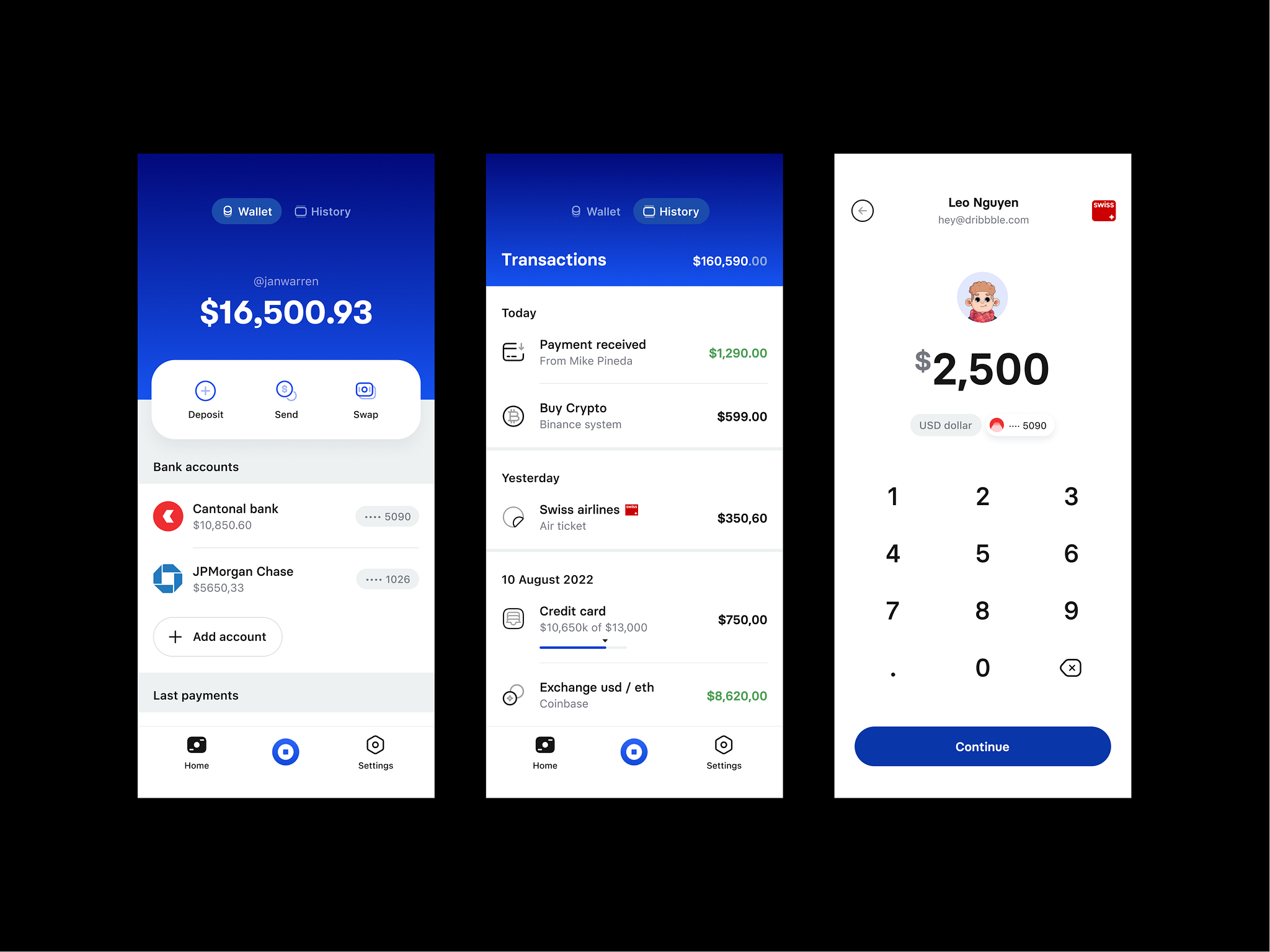 Bank app UI by Renat Muratshin on Dribbble