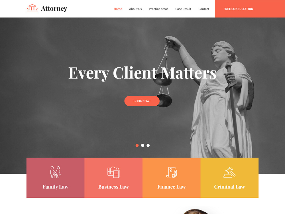 Ele Attorney Lite - Free Law Firm WordPress Theme by SKT Themes on Dribbble