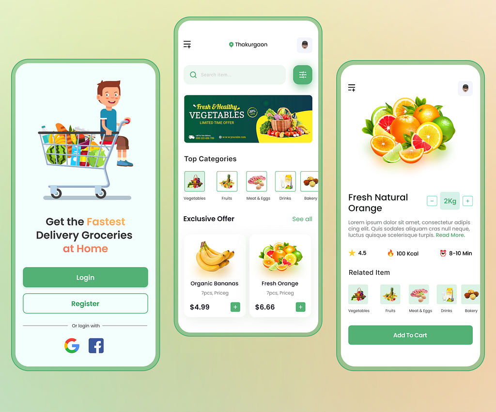 Grocery Shop Mobile App UI Design | Grocery Store by MD MASUD RANA on Dribbble