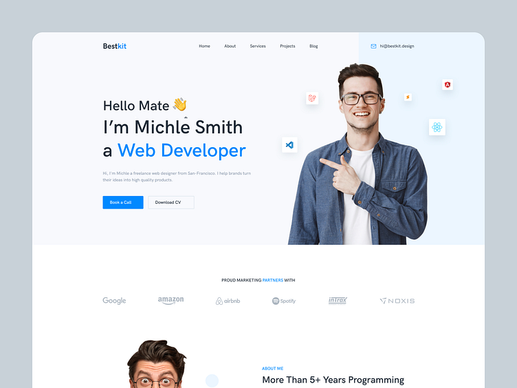Michel - Web Developer Personal Portfolio UI Design by Templatecookie ... Michel - Web Developer Personal Portfolio UI Design by Templatecookie ...