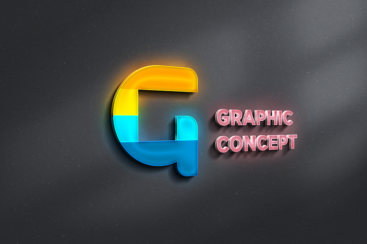 Neon 3d sign logo mockup by Graphic Concept on Dribbble