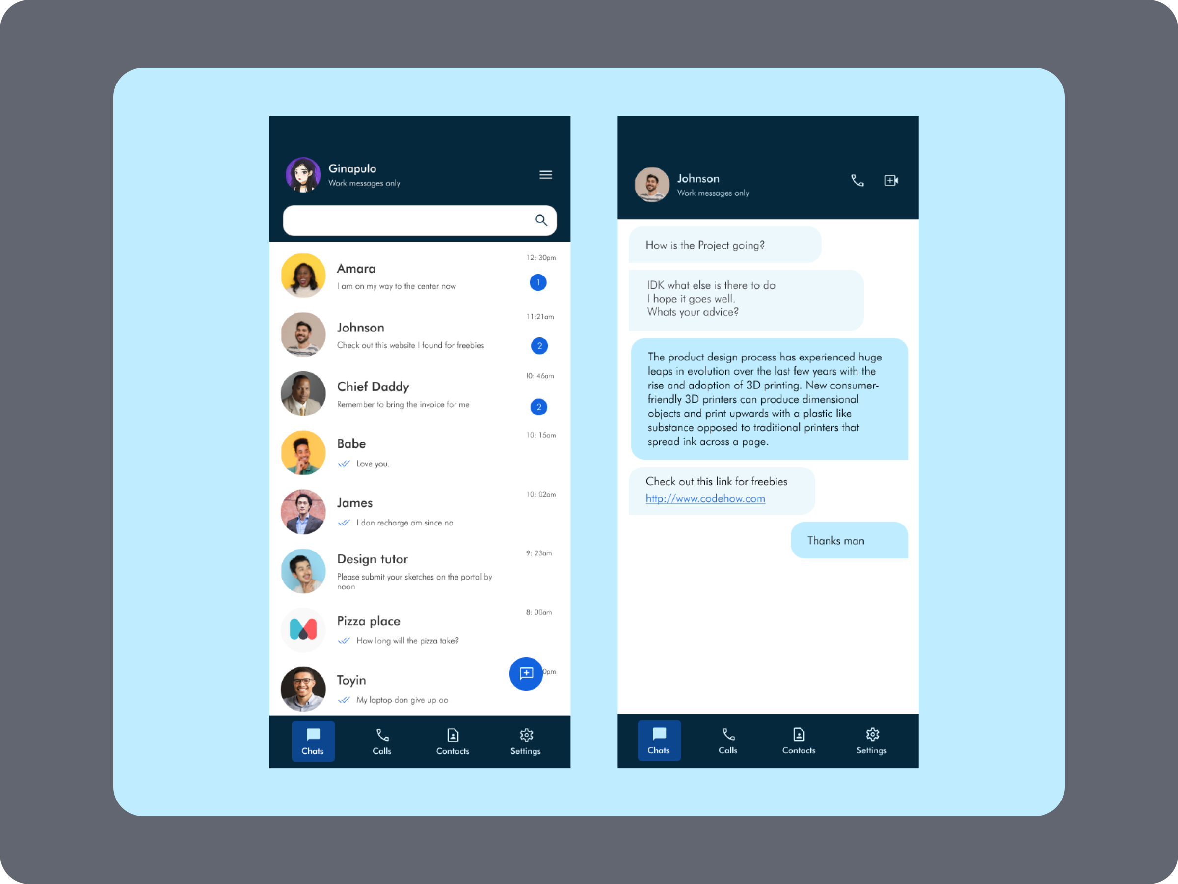 Messaging app/ Inbox screens by Euna Onyia on Dribbble