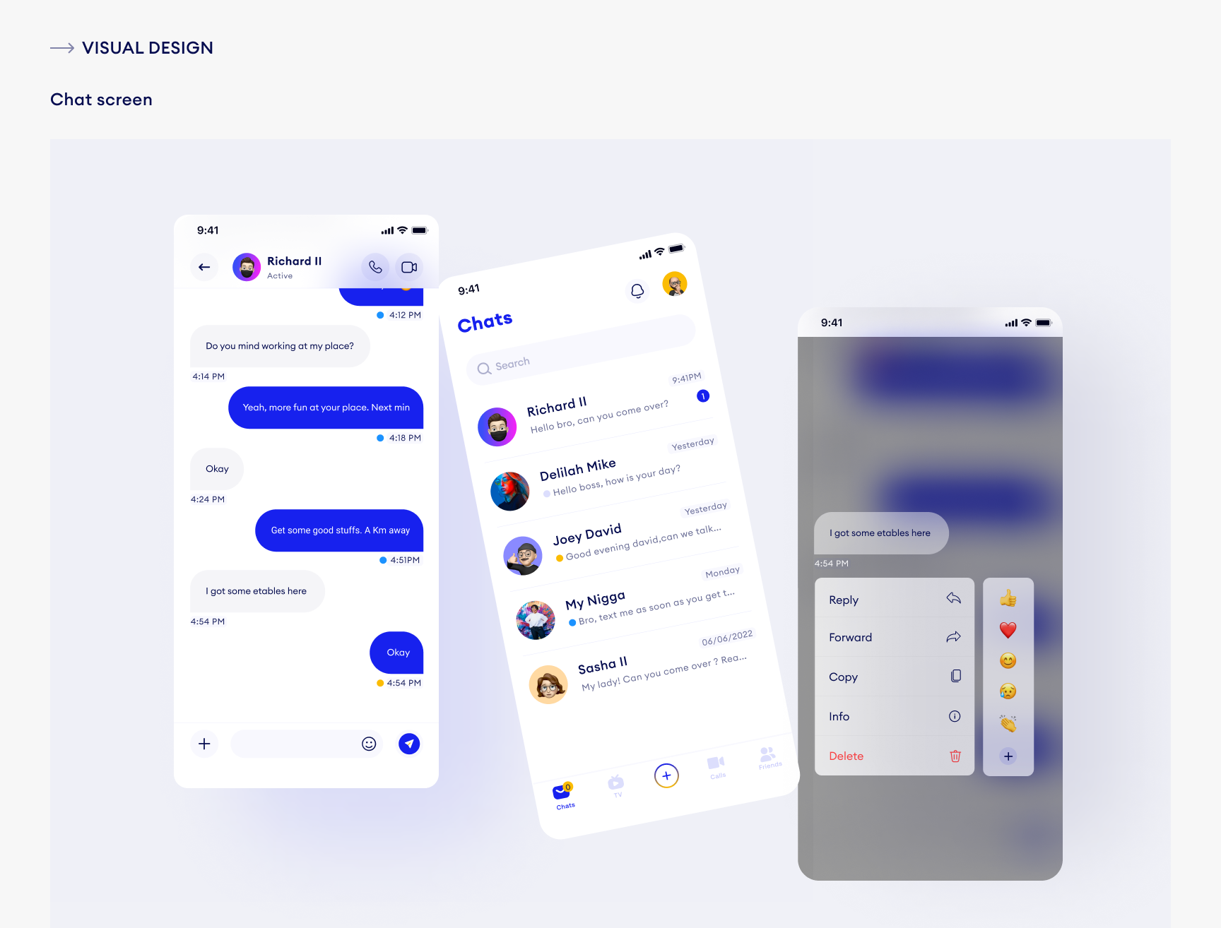 Chat screens for MSG App by Agbama Akem on Dribbble