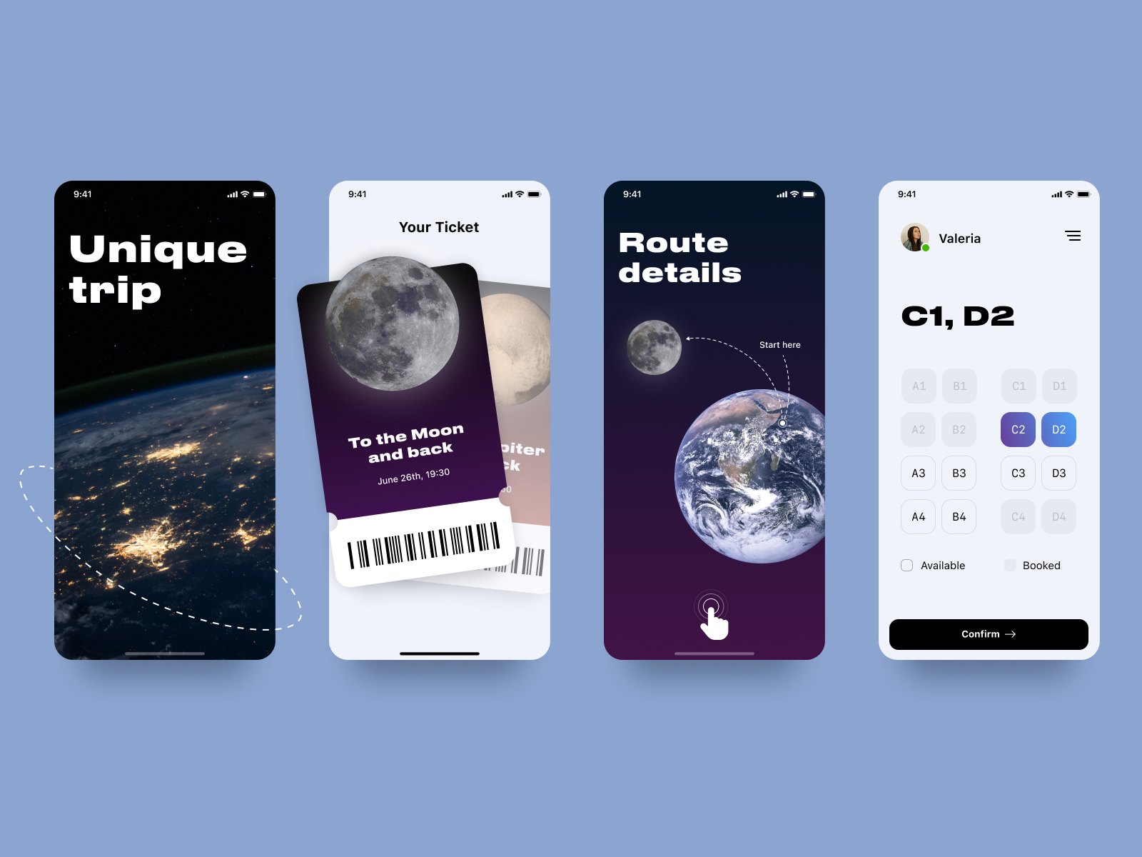 Space Ticket Booking App by Valeria Terekhina on Dribbble