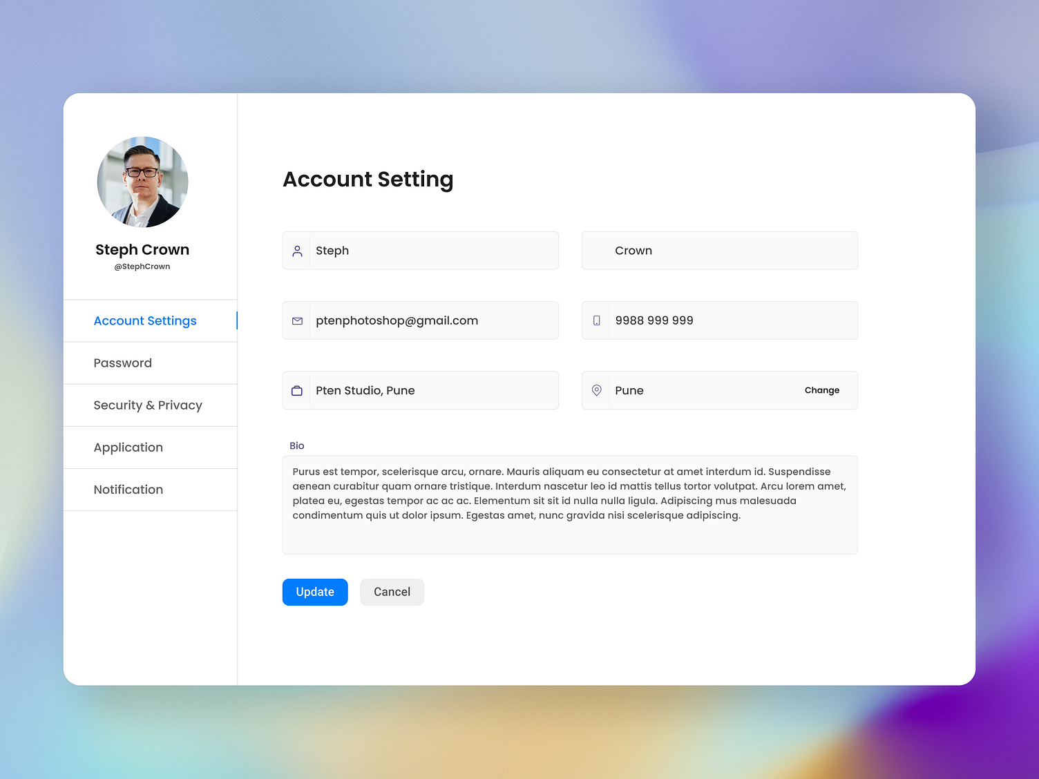Account Setting Page UI Design by Pankaj Jadhav on Dribbble