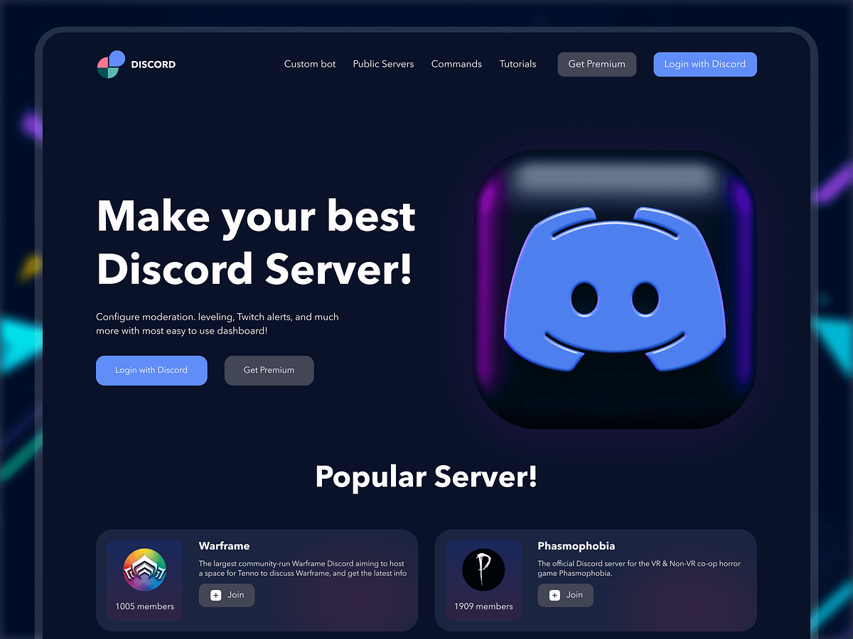 Discord Server Website Header by ilias miah on Dribbble