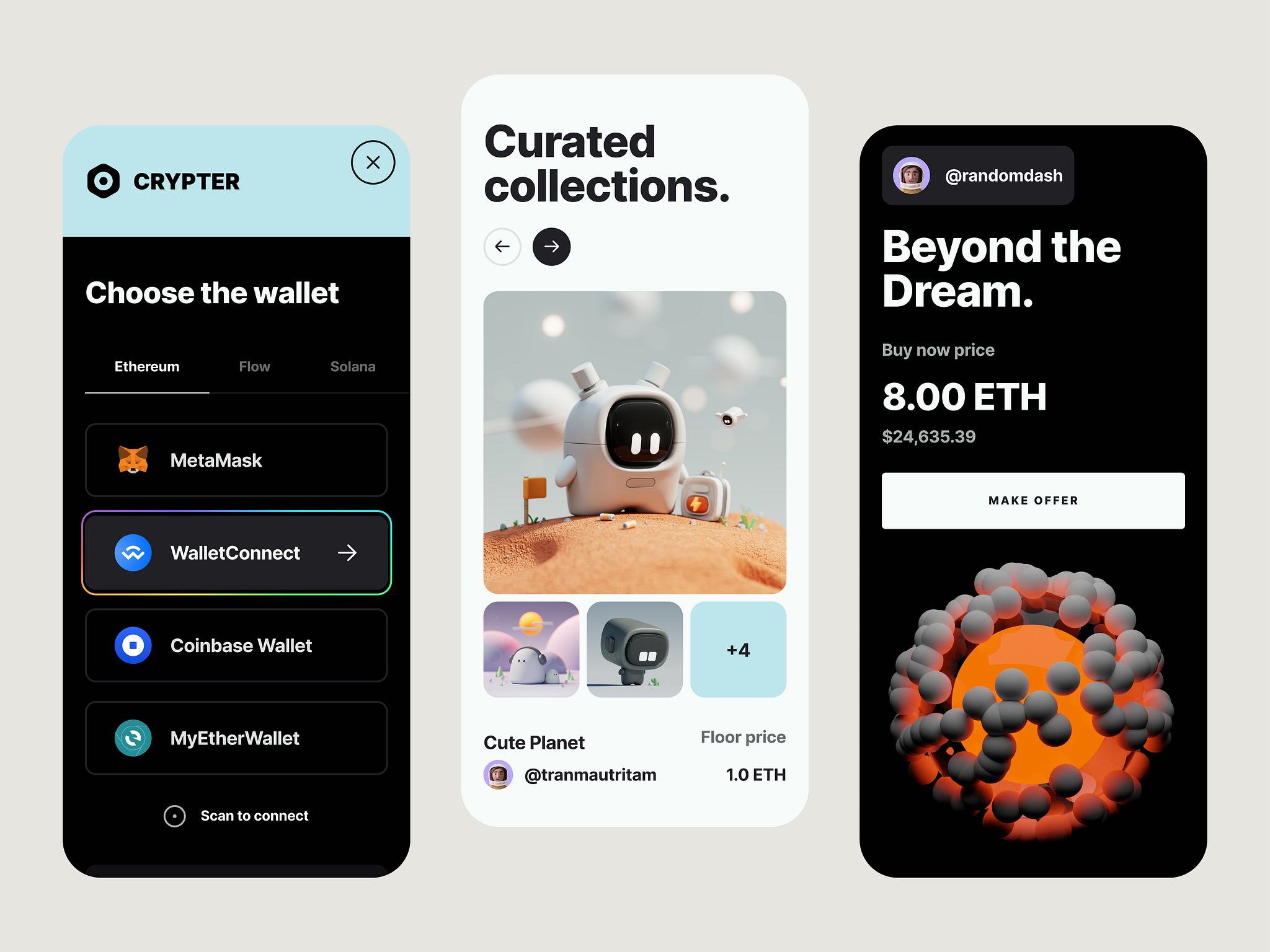 Crypter 2.0 - Mobile version by Tran Mau Tri Tam for UI8 on Dribbble