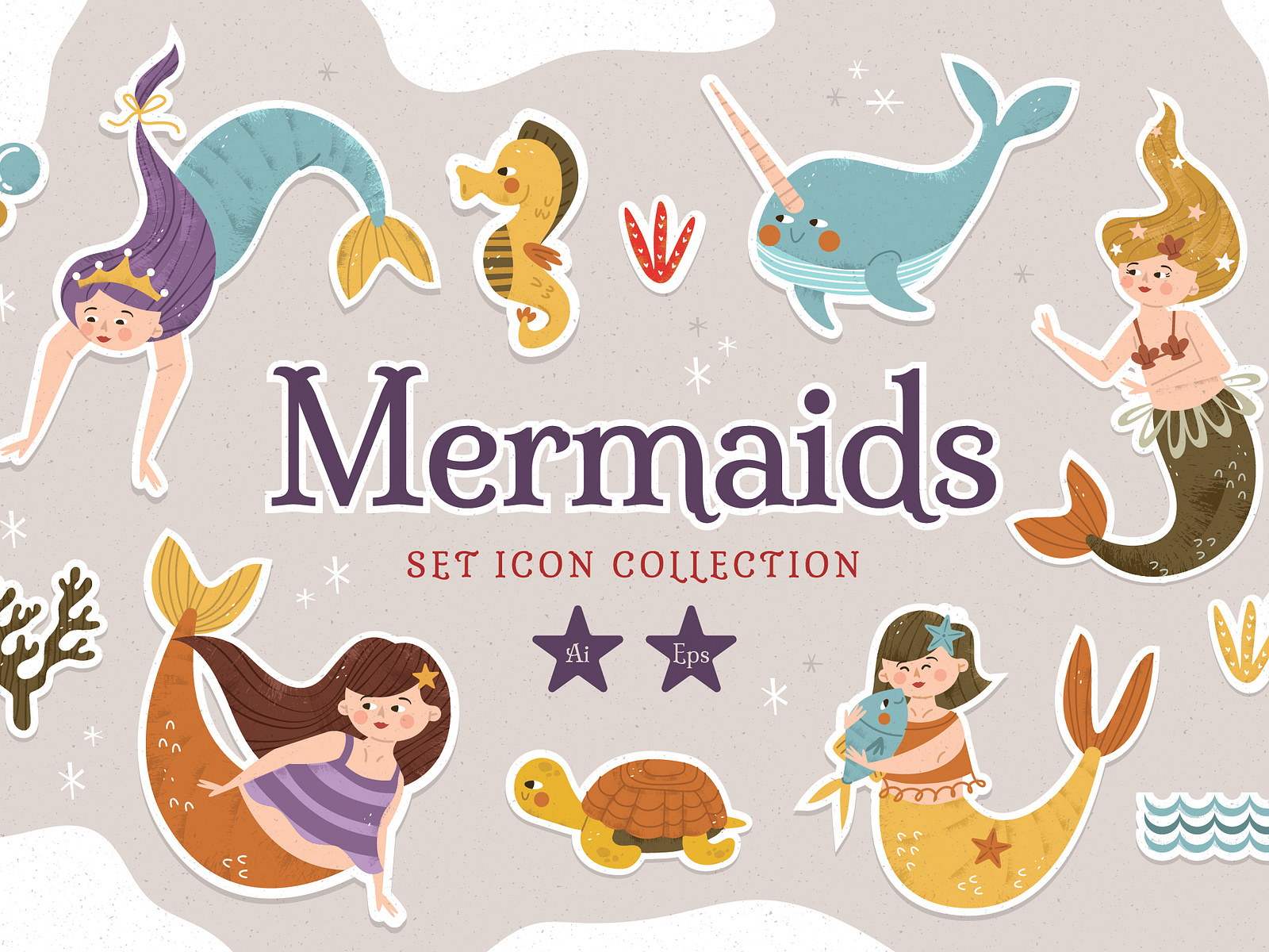 Mermaid Illustrations Set by Graphicook on Dribbble