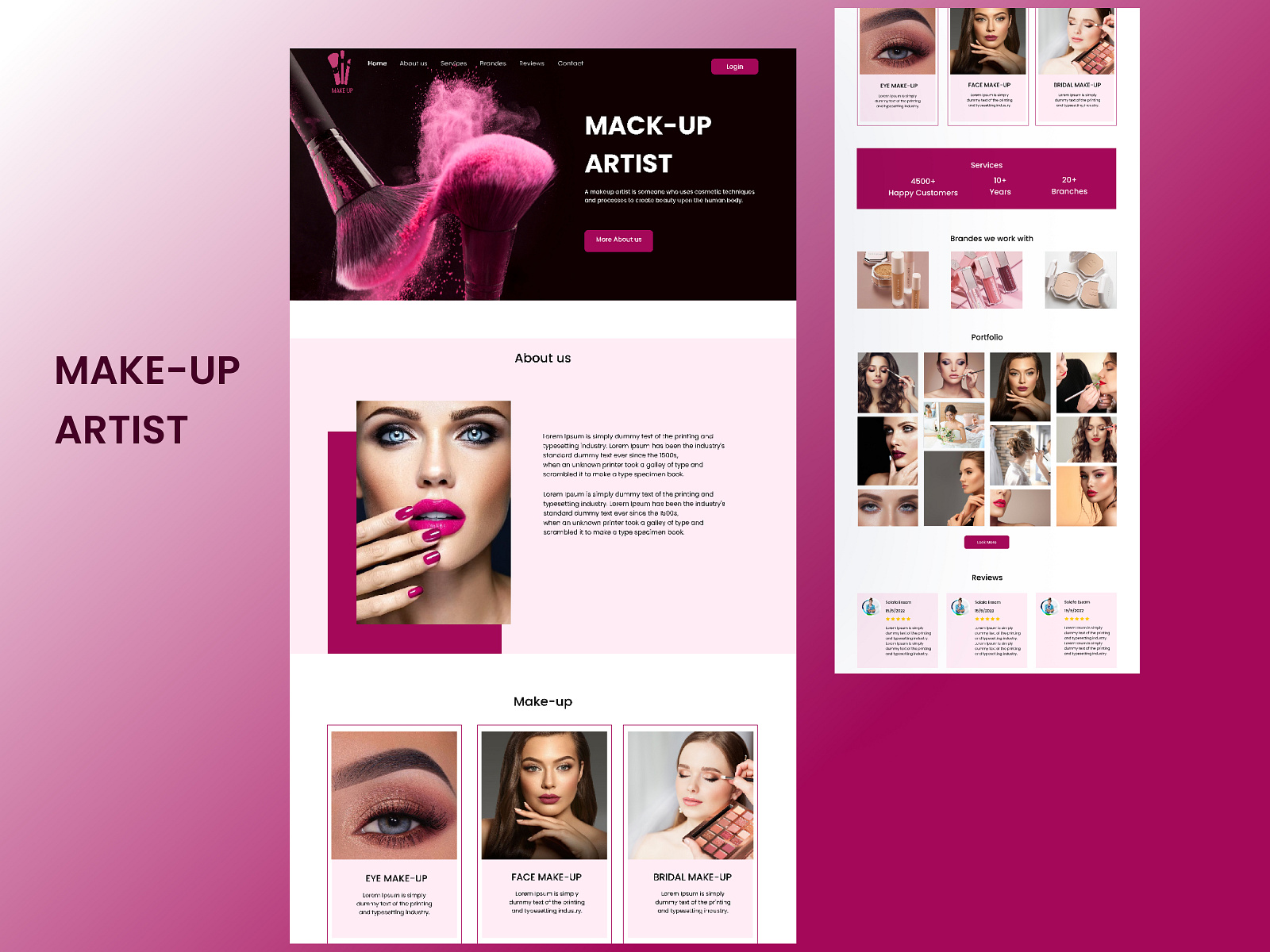 Make-up Artist - Landing Page by Solafa Essam on Dribbble