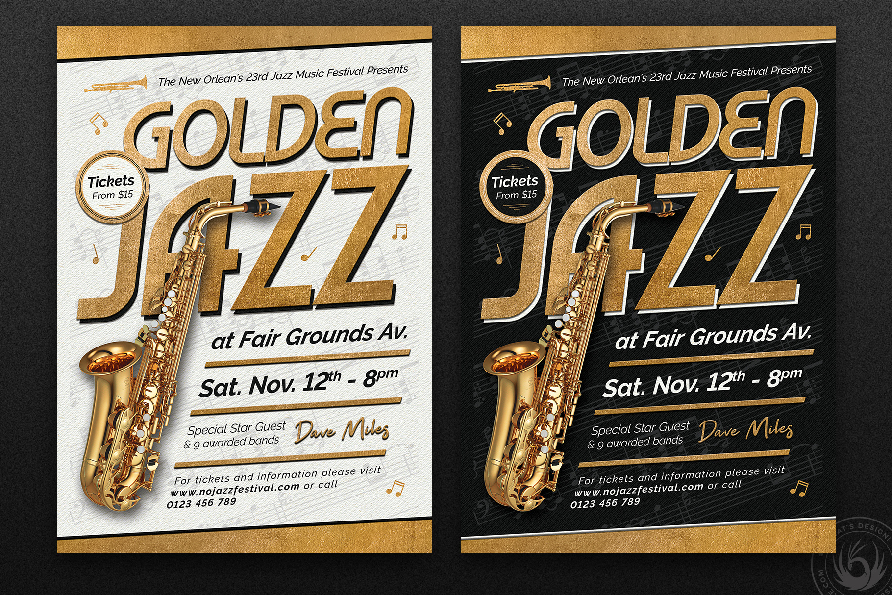 Golden Jazz Flyer Template V8 by Lionel Laboureur on Dribbble