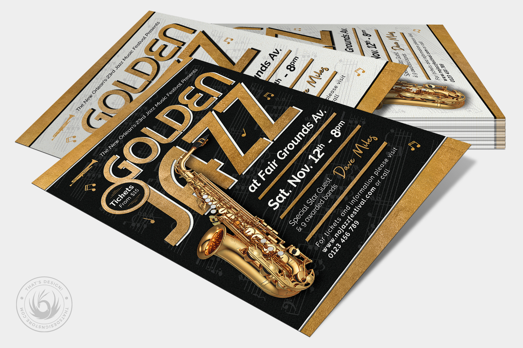 Golden Jazz Flyer Template V8 by Lionel Laboureur on Dribbble