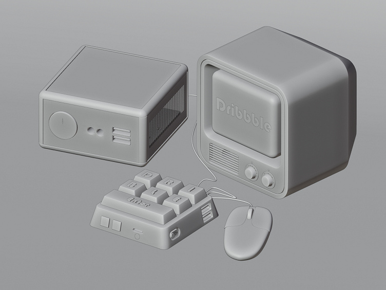 Minimal 3D Dribbble Desktop by 4rmvn for Duxica on Dribbble