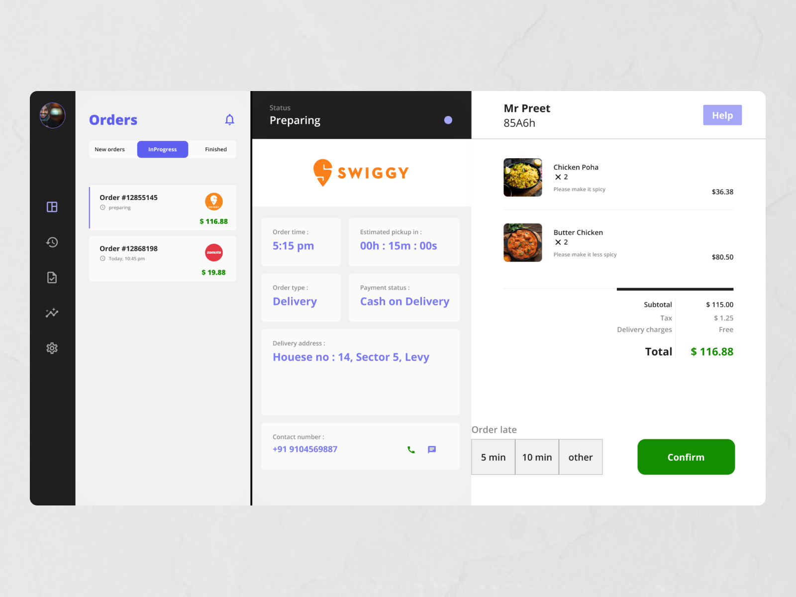 Restaurant Order management system- In progress Orders by Pritam Dey on ...