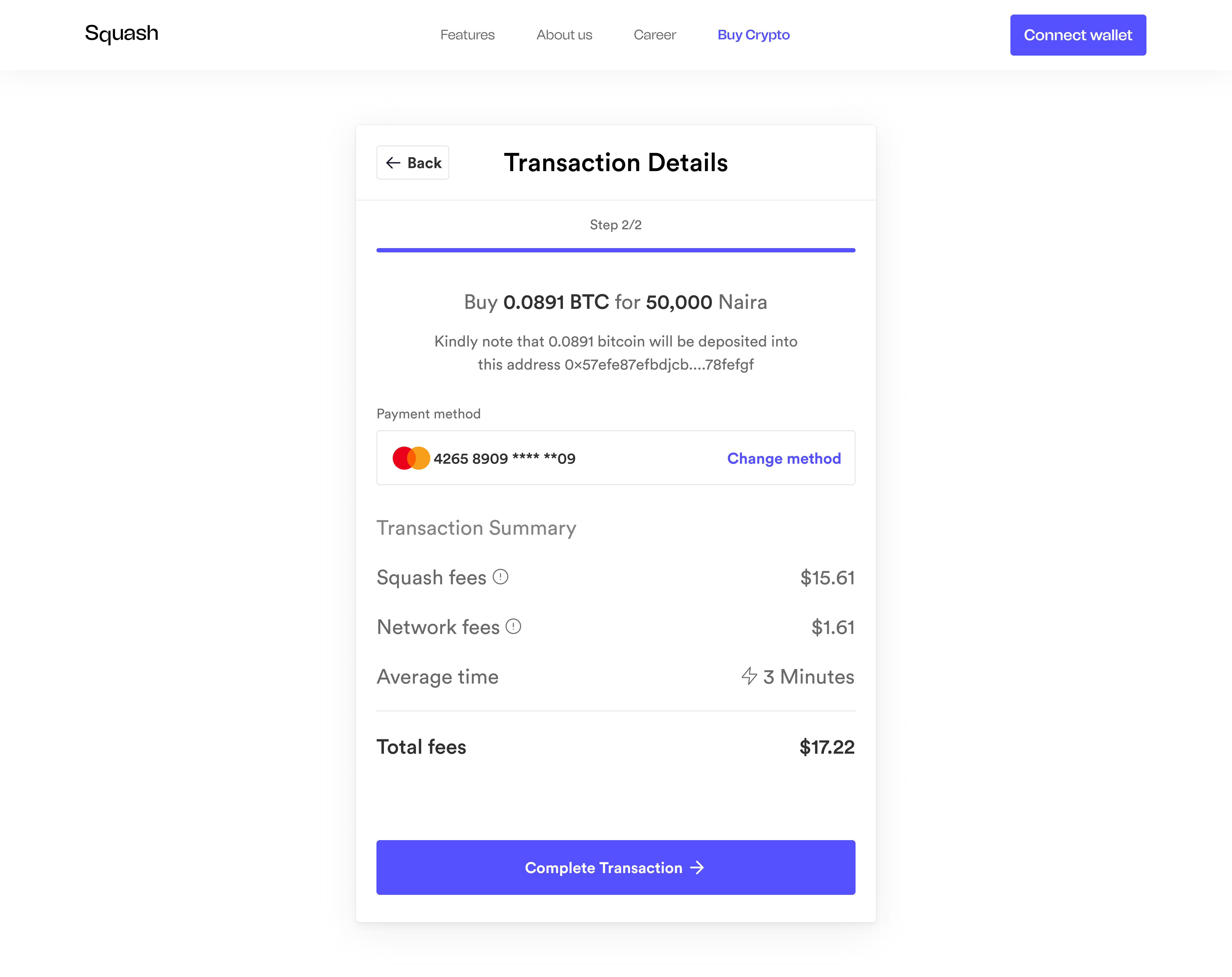 Squash Protocol's On-Ramp Transaction Details by Ajiteru Dolapo on Dribbble