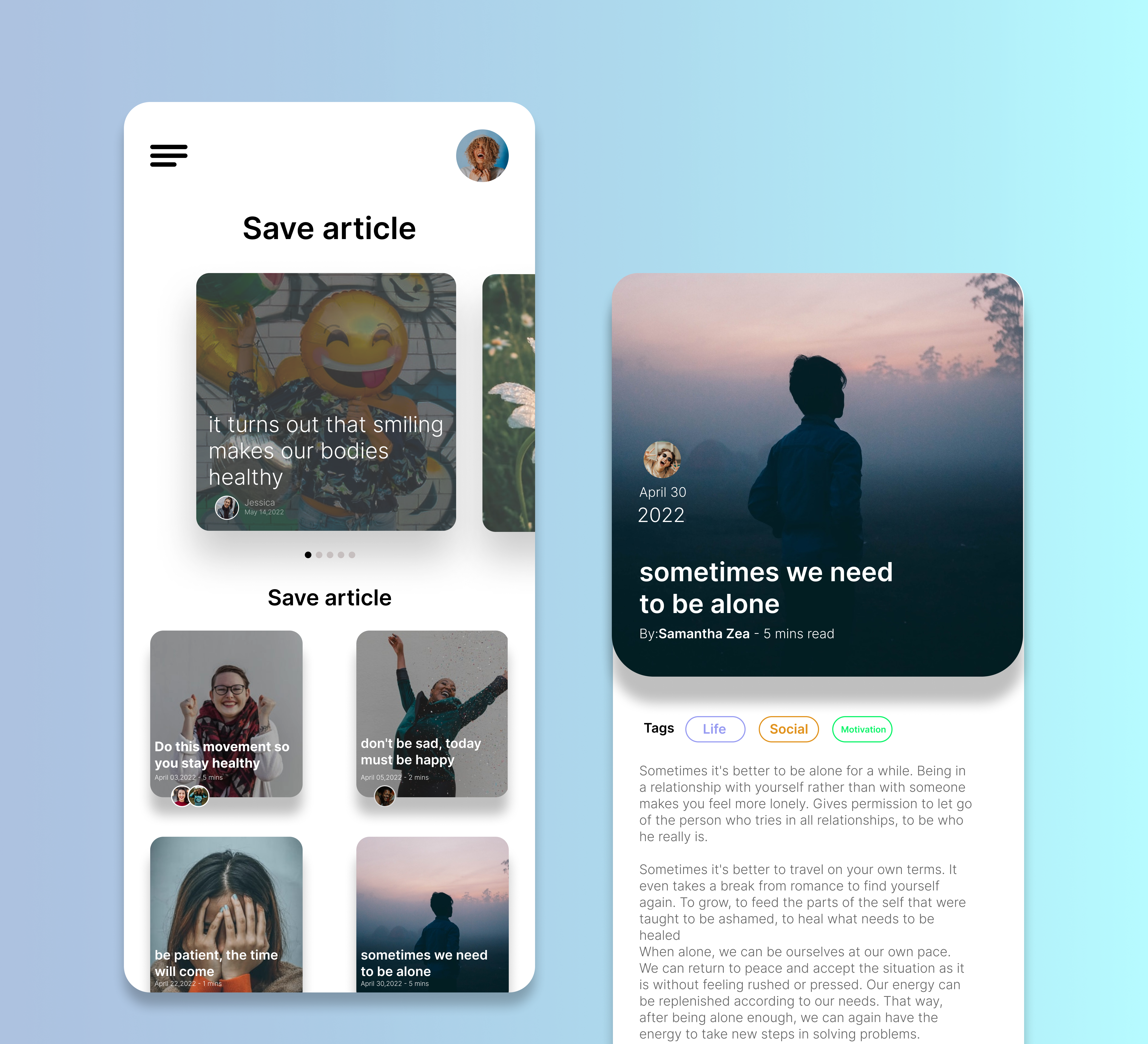 Mobile Ui:Article Apps by MuftiAli on Dribbble
