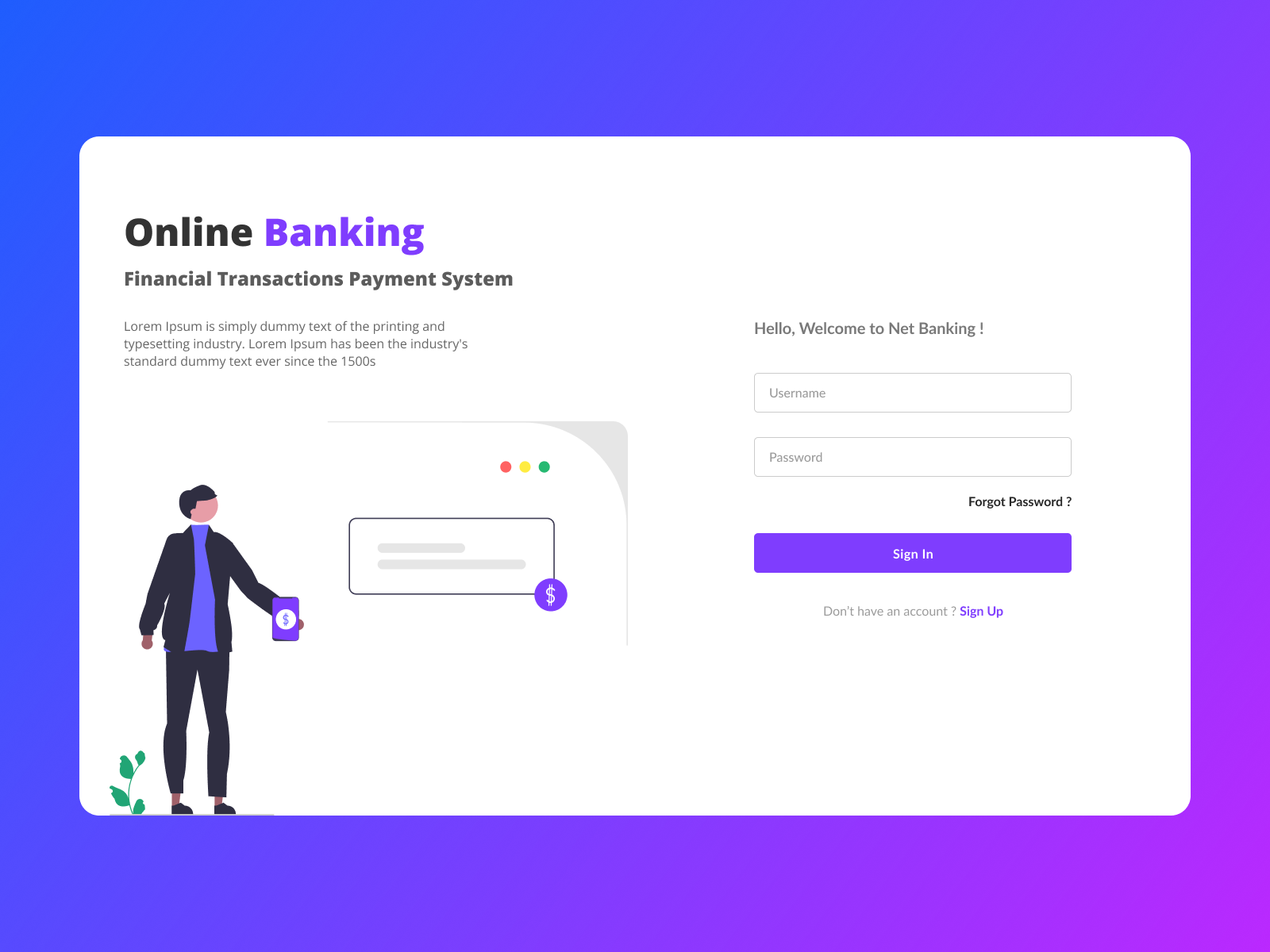 Net Banking login by Sathish on Dribbble