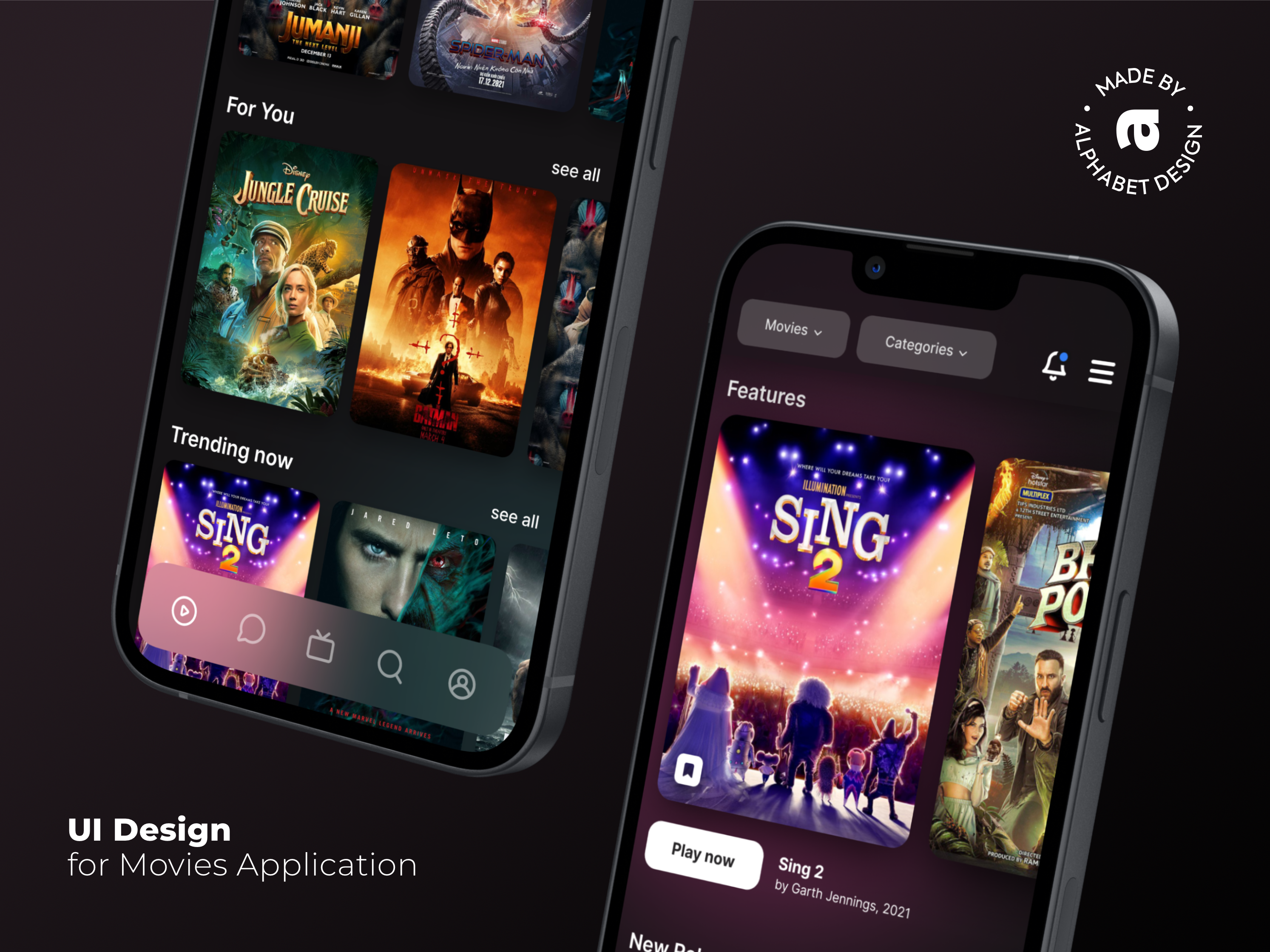 UI Design for Mobile Cinema Application by David on Dribbble