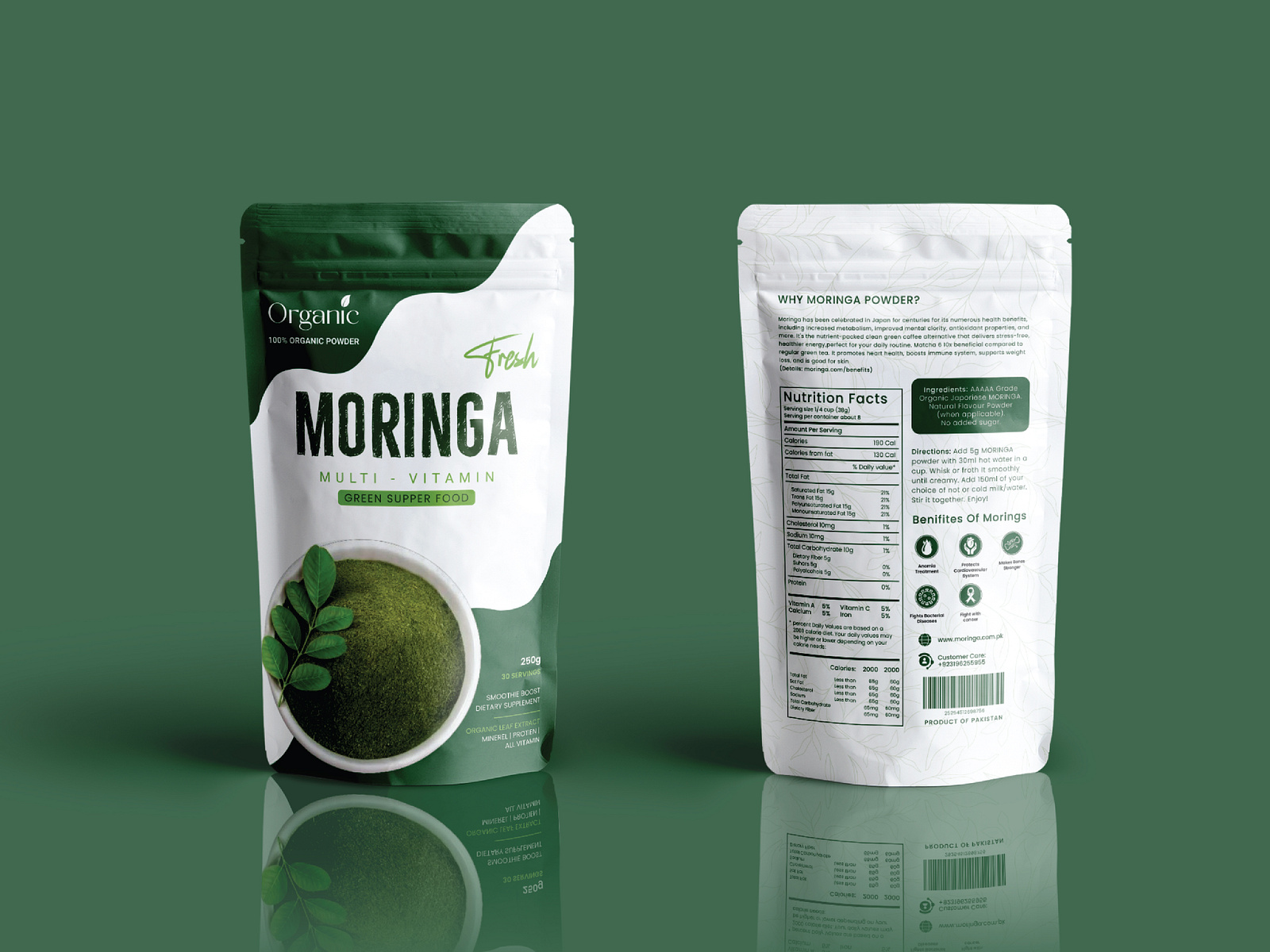 Moringa Powder Standup Pouch Design by Haris Mukhtar on Dribbble