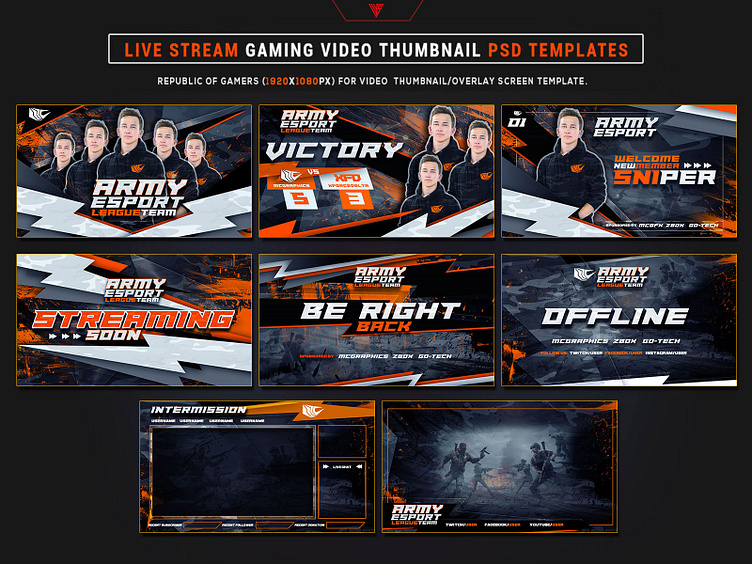 Esports Army Live Stream Gaming Video Photoshop Templates by mcgraphics ...