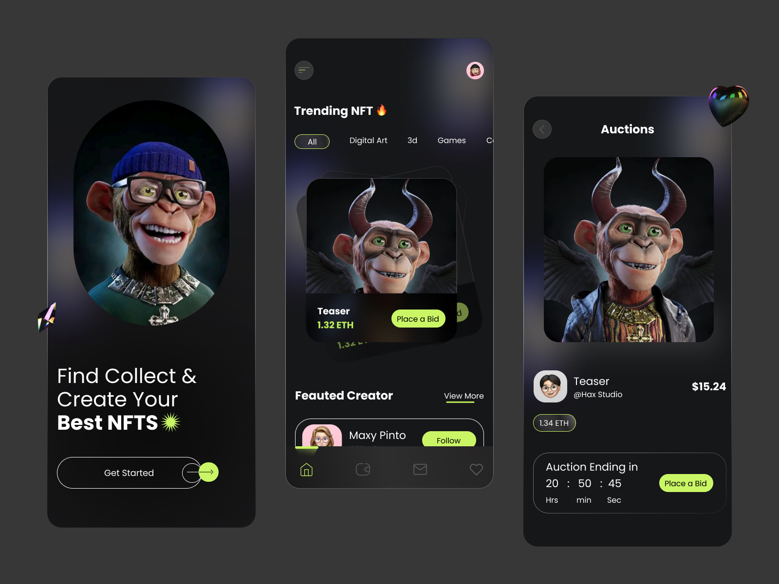 APE NFT Marketplace Mobile App Design by Pixenite Pvt. Ltd. on Dribbble