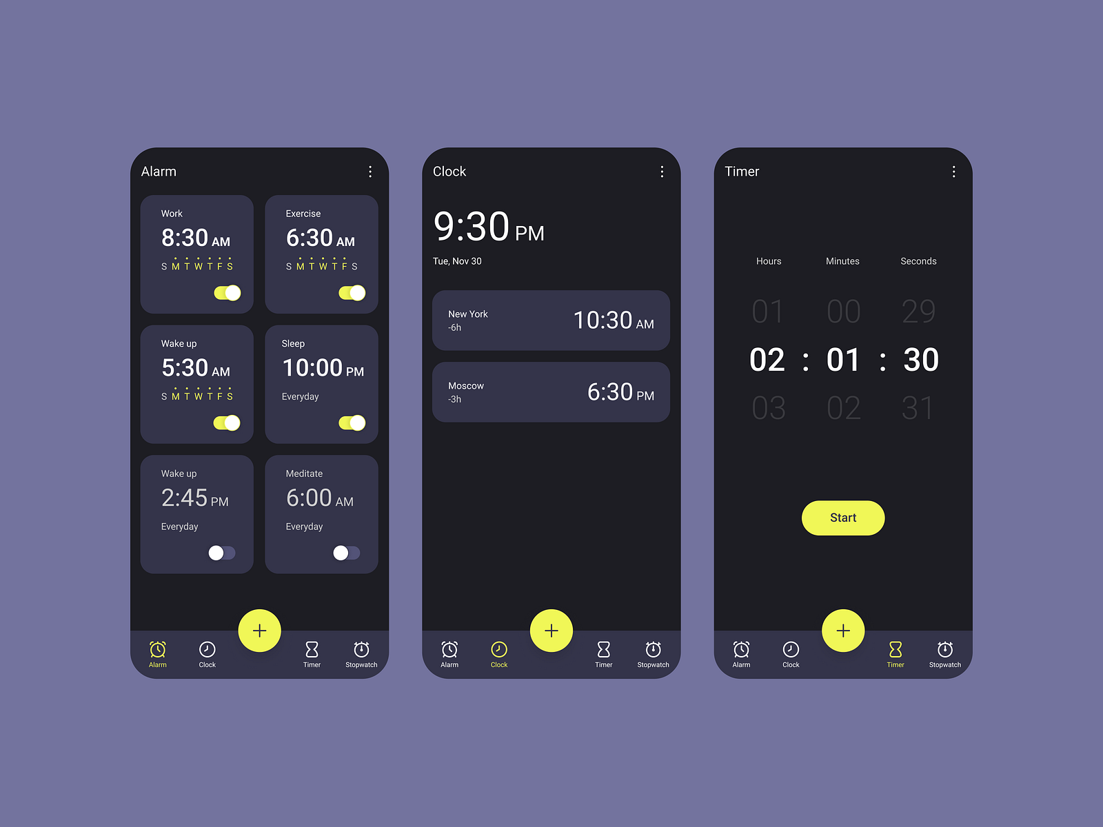 Alarm UI Design by Giorgi Togonidze on Dribbble