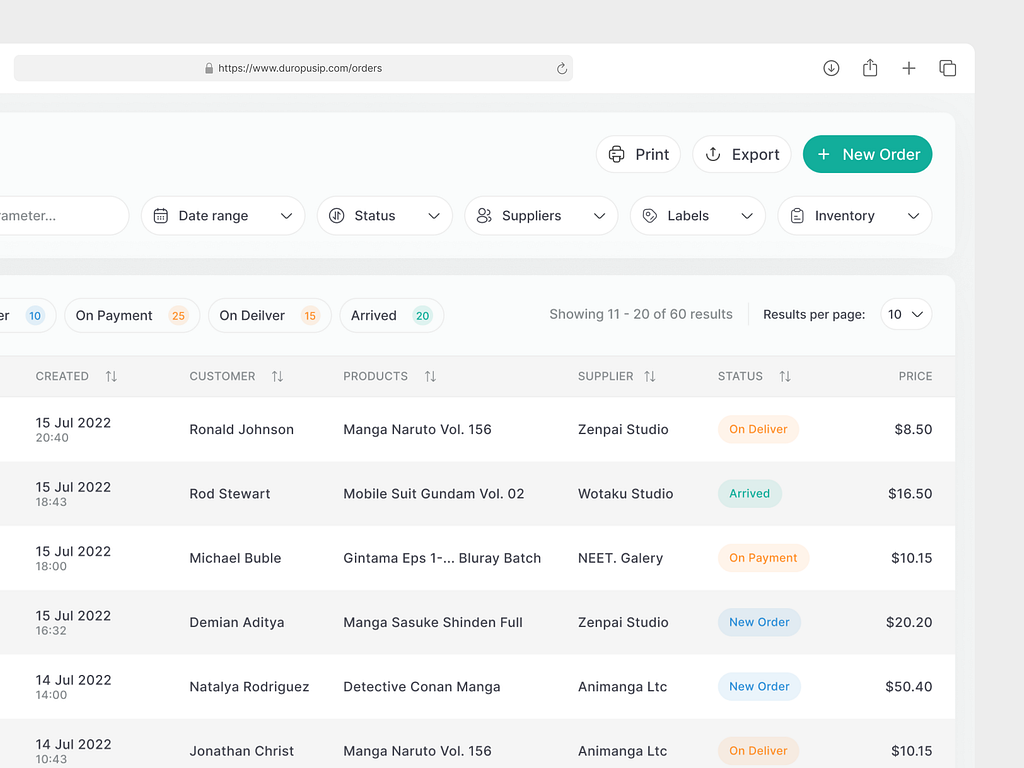 Duropusip - Dropship Management Dashboard by Raafi G for Nija Works on ...