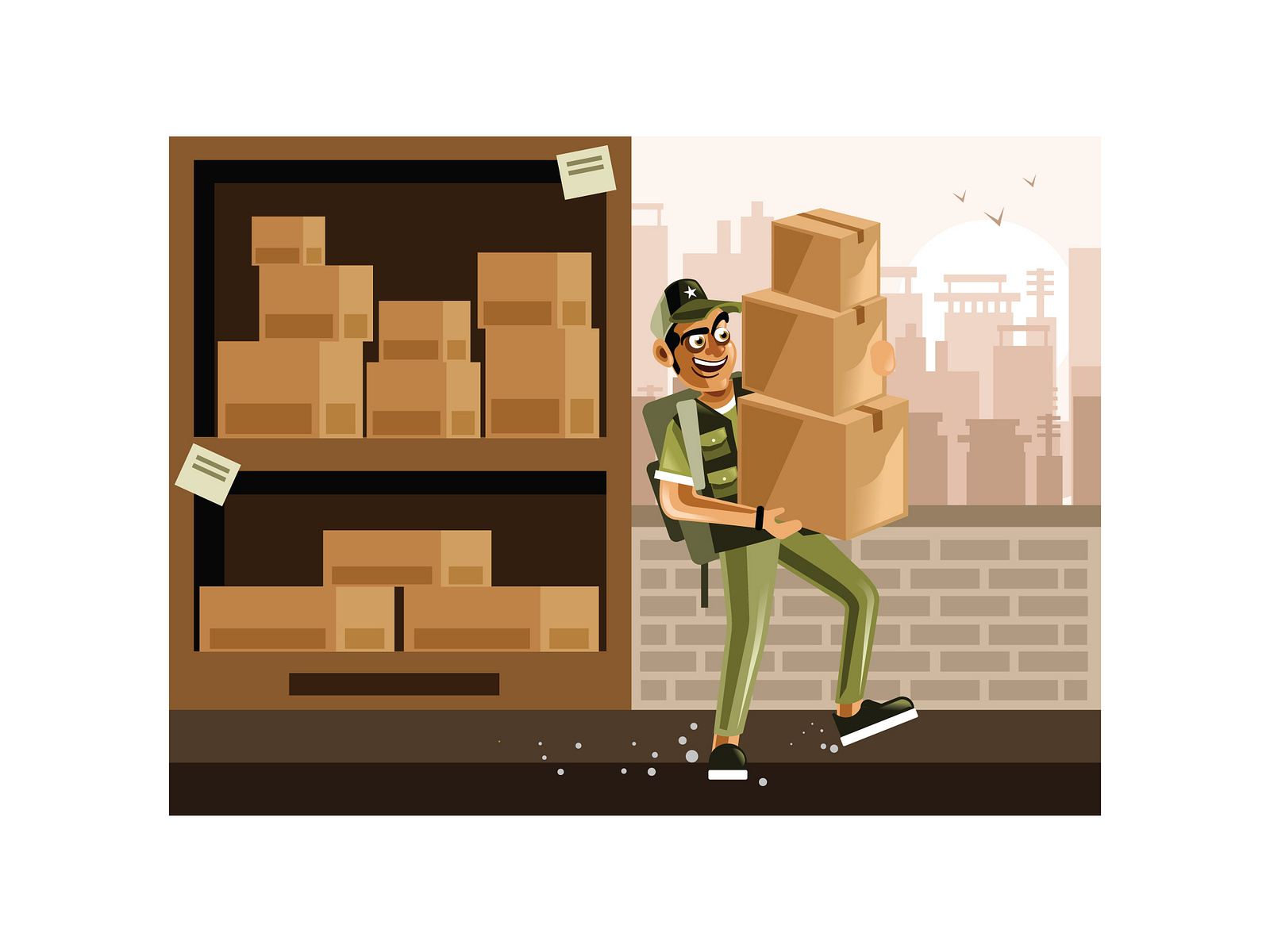 Man Carrying Boxes In Warehouse by ianmikraz on Dribbble