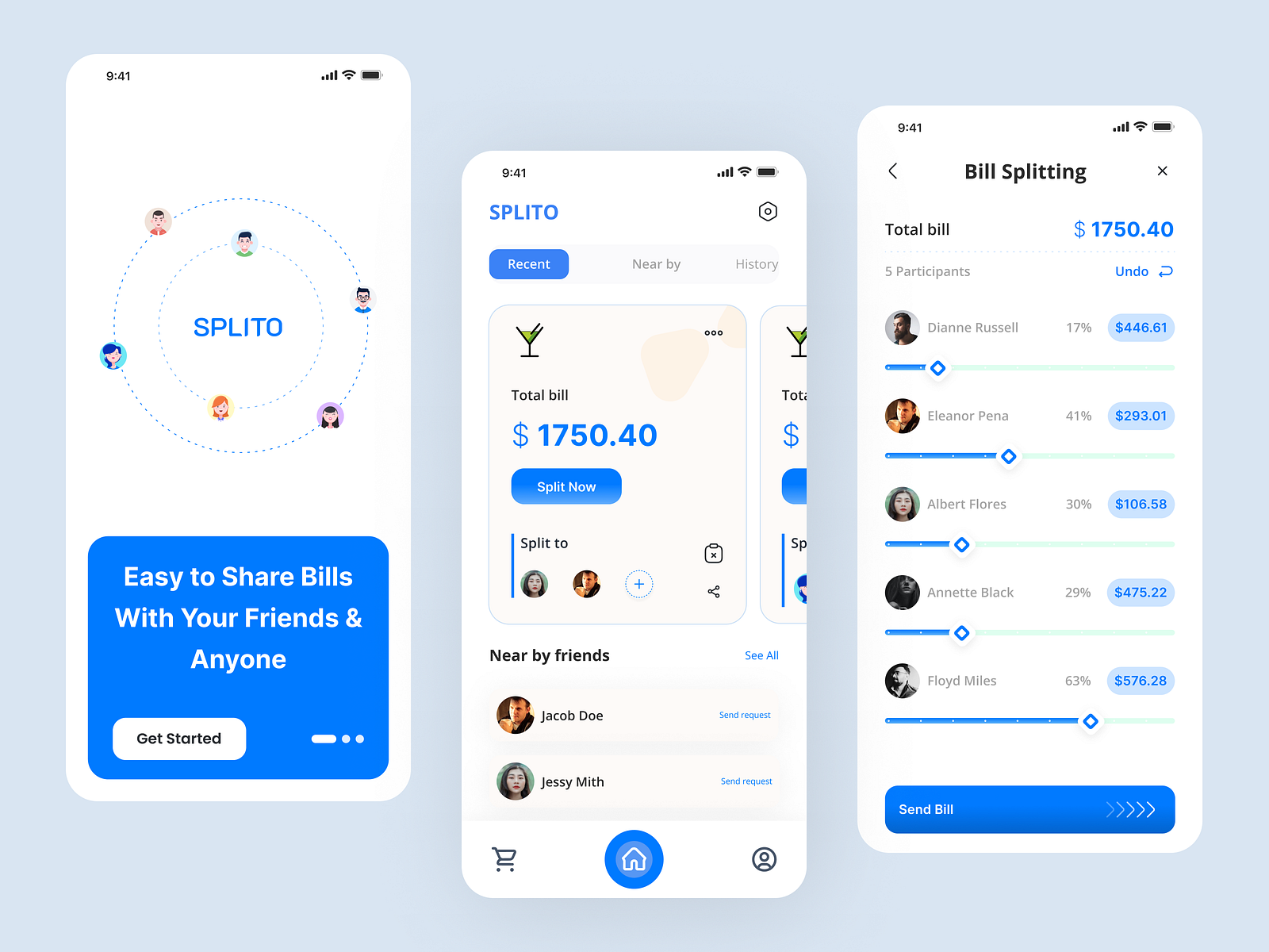 Bill Split Mobile App Design by Nurul Amin on Dribbble