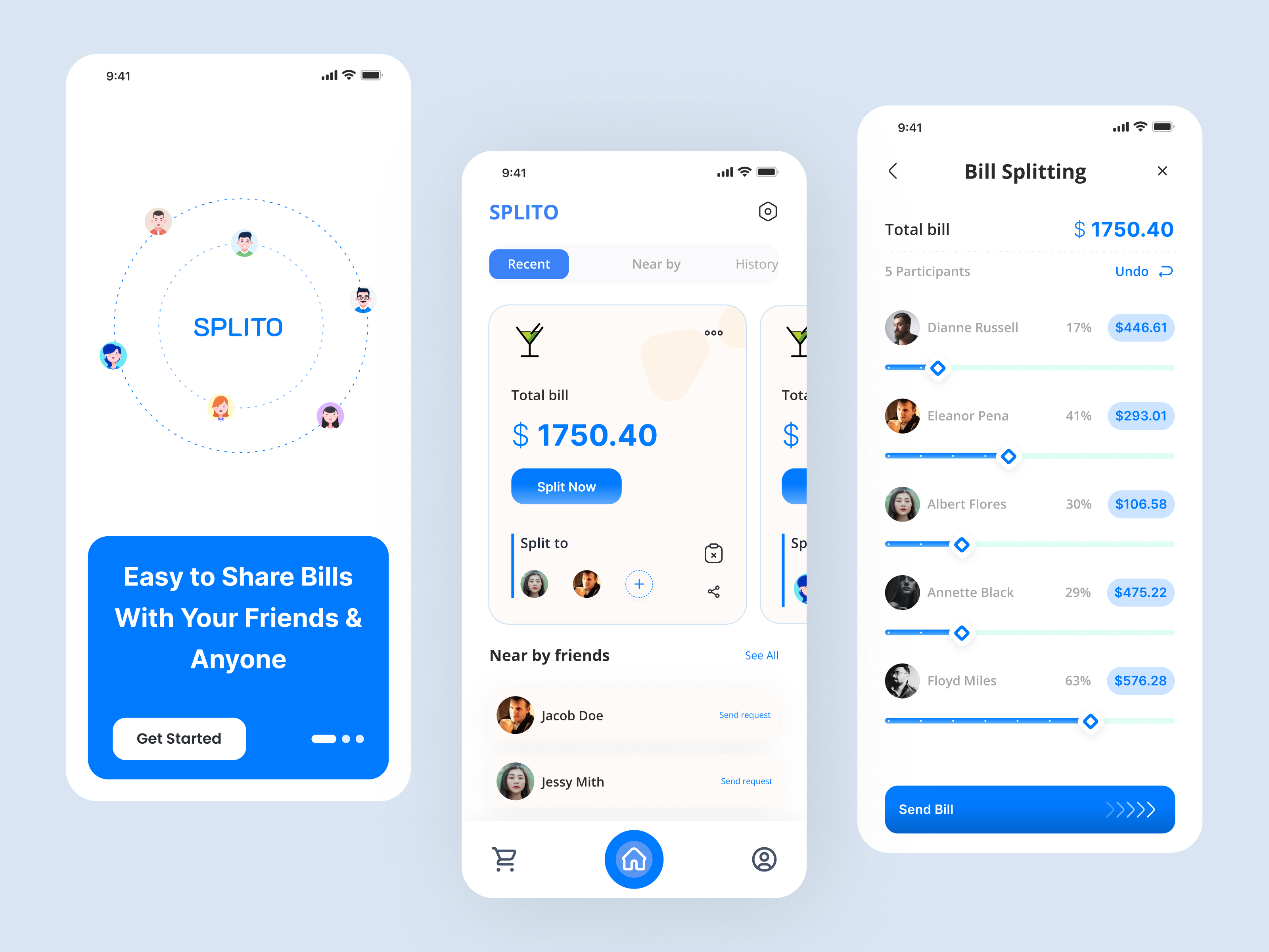 Bill Split Mobile App Design by Nurul Amin on Dribbble