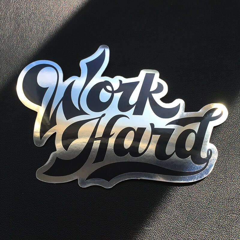 Work Hard – Custom Hand Lettering Sticker by Christian Ramirez on Dribbble