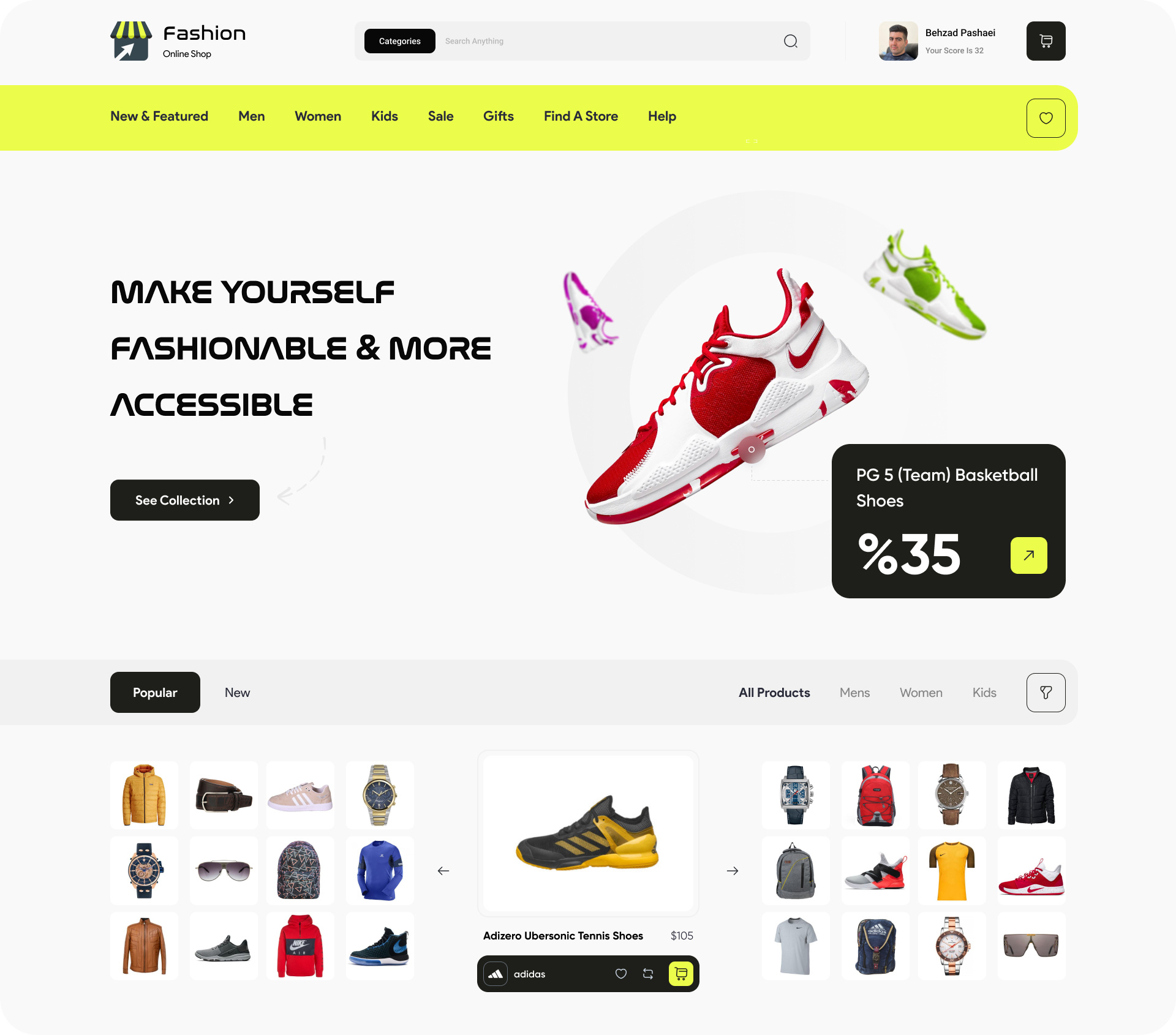 E-commerce Home page by pashaei behzad for Oniex™ on Dribbble