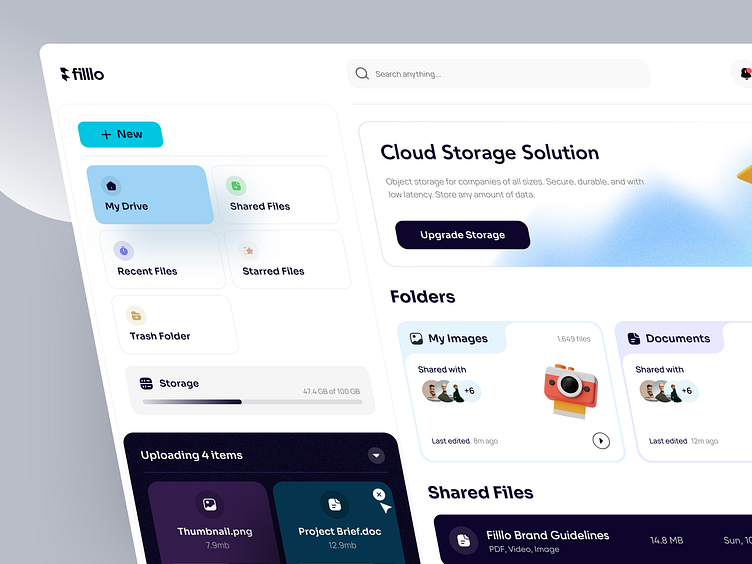 Cloud Storage Dashboard by Filllo Design Agency on Dribbble