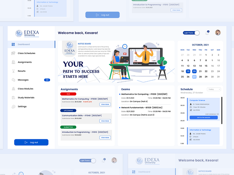 Student Information System Dashboard by Kesara Dharmasena on Dribbble