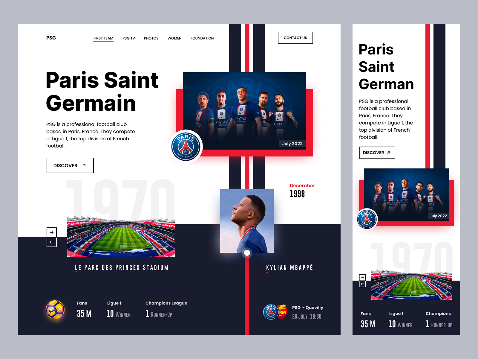 PSG - Landing Page by Behnam Vahani on Dribbble