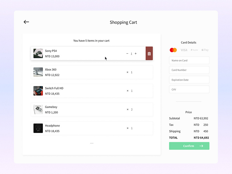 Daily UI 002 - Credit Card Checkout by Lewis Hsu on Dribbble